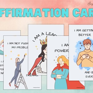 Positive Affirmation Cards, Printable Quotes, Editable Canva Template ...