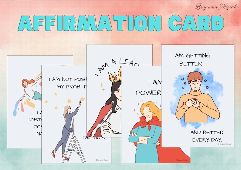 Positive Affirmation Cards, Printable Quotes, Editable Canva Template ...