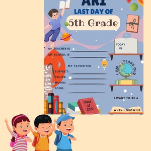 Editable First or Last Day of School - 5th Grade Sign for Boy or Girl ...