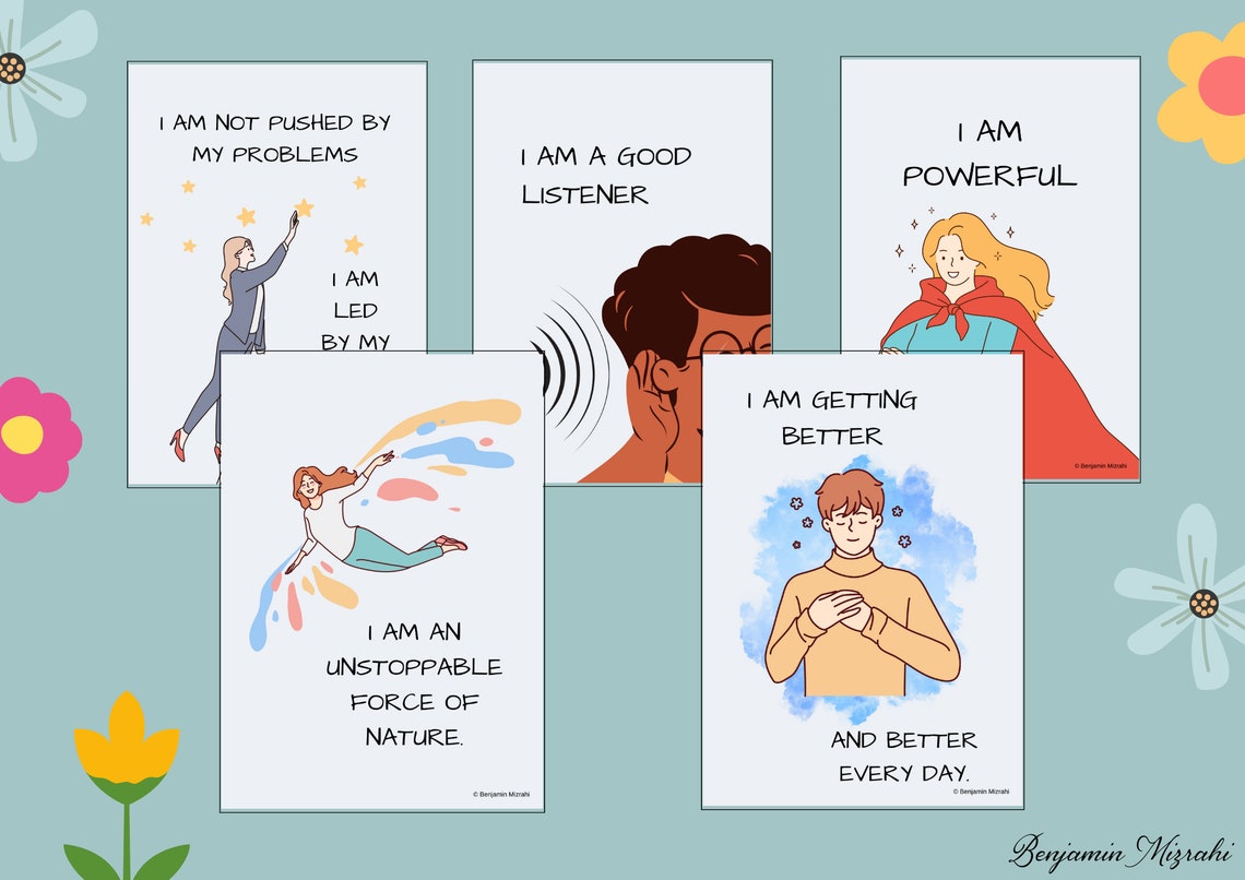 Positive Affirmation Cards, Printable Quotes, Editable Canva Template ...
