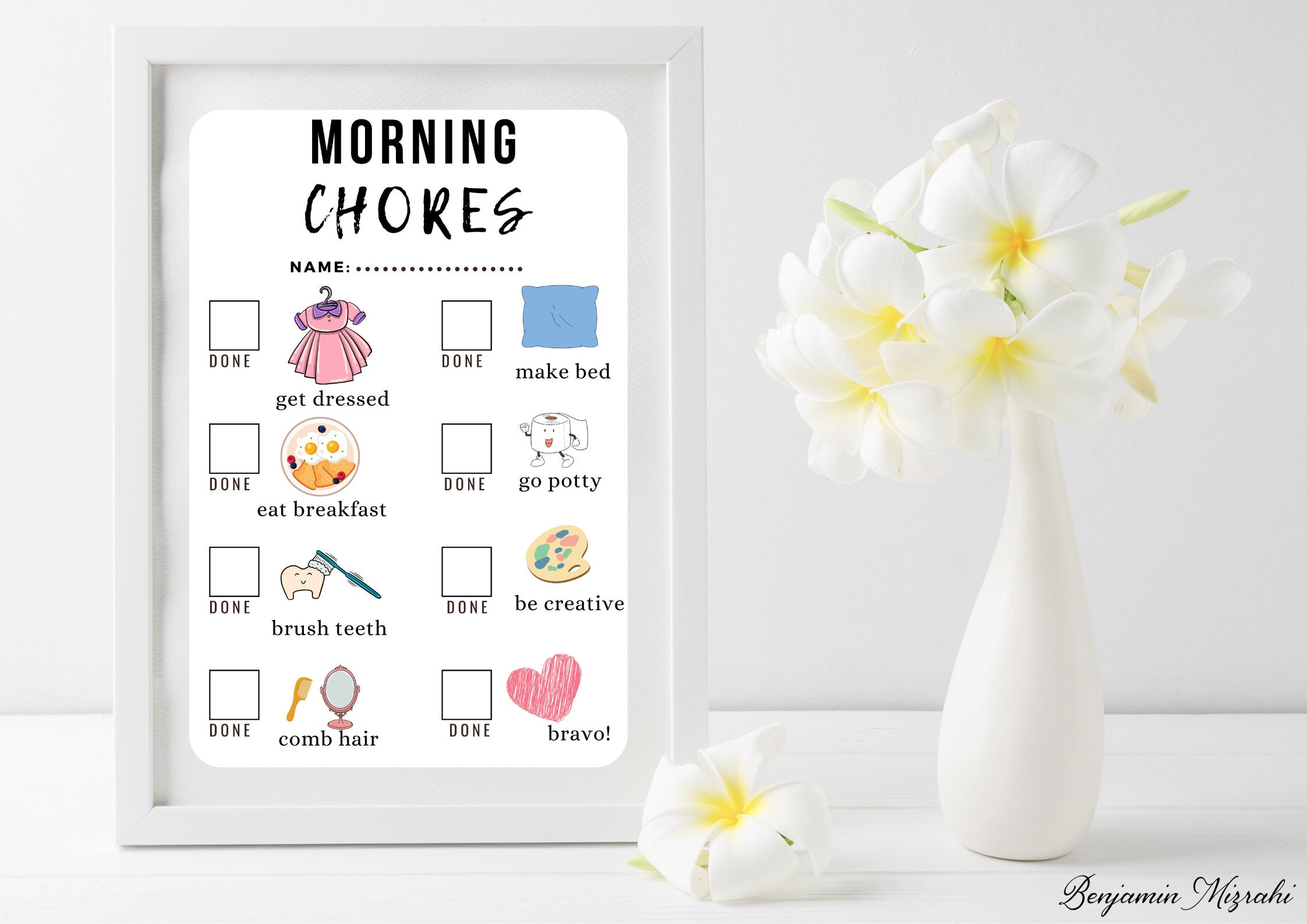 Kids Morning Chore Chart Morning Routine Chart To-do Chart Every ...