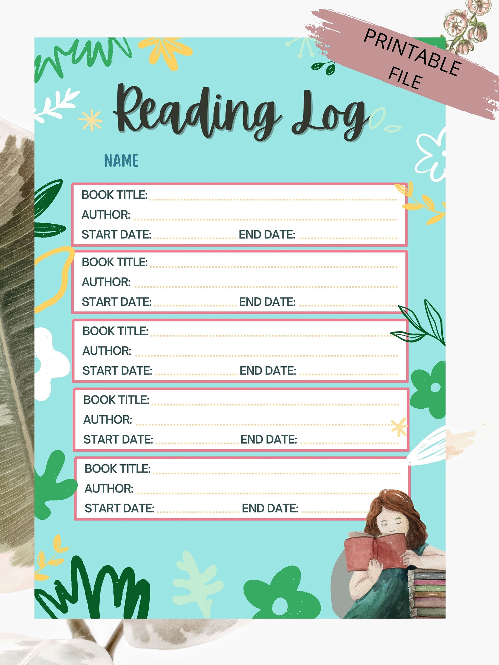 Kids Reading Log Printable Kid Journal Instant Download - Etsy