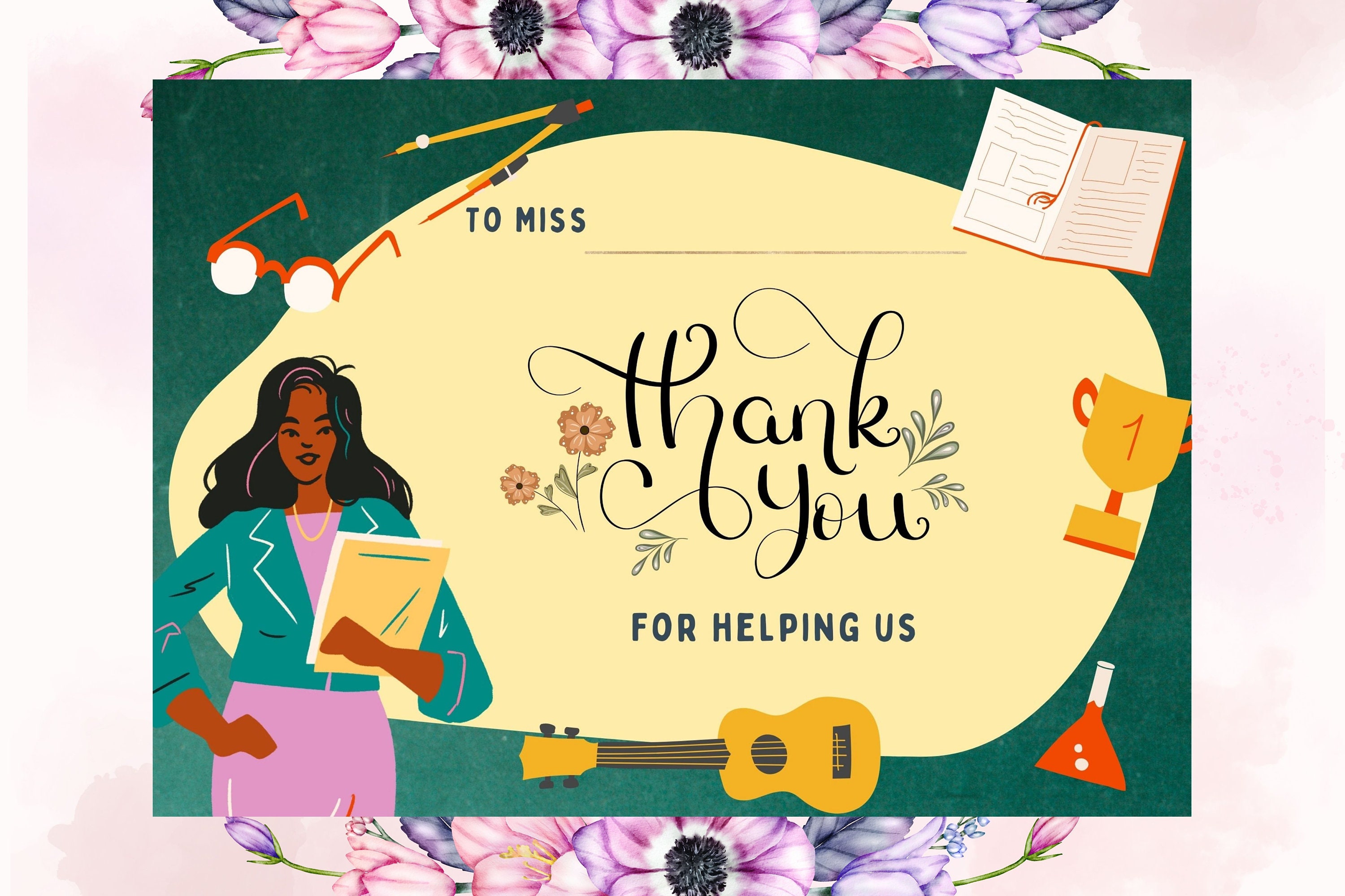 Teacher Appreciation Personalized End of Year Thank You Card - Etsy