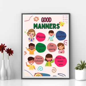 Good Manners Simple Illustration Poster Good Behavior Poster Printable ...