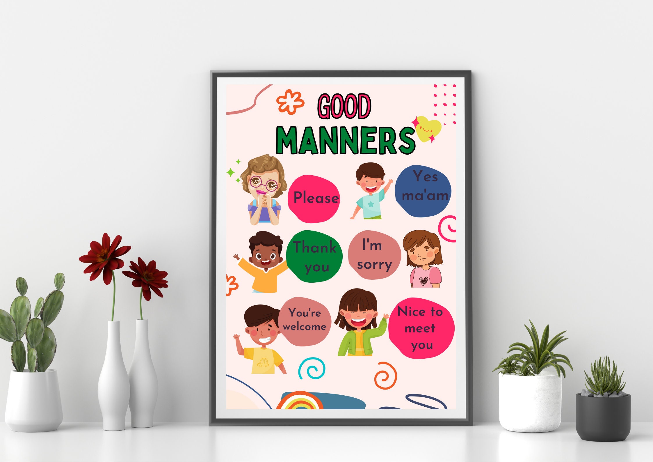 Good Manners Simple Illustration Poster - Good Behavior Poster ...