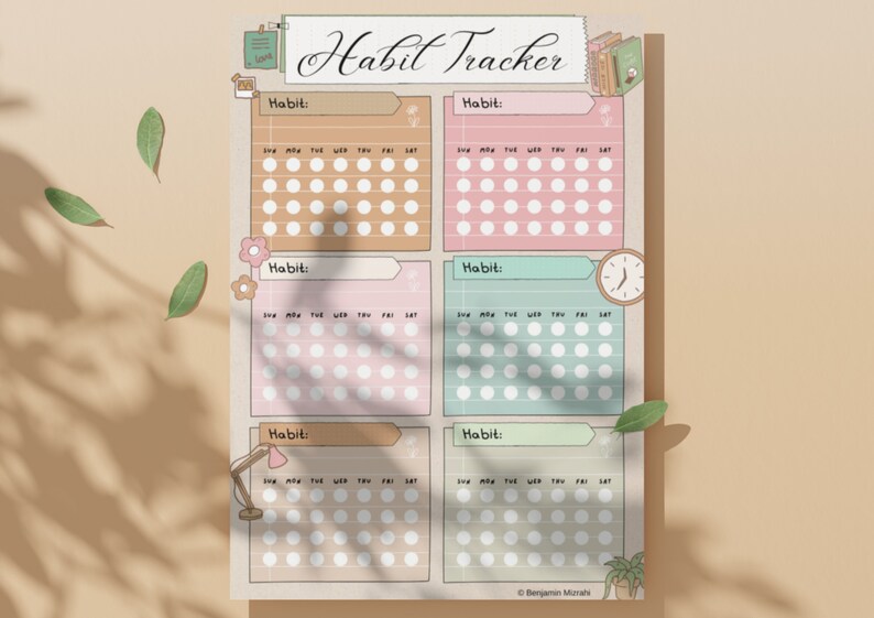 Printable Habit Tracker | Cute Monthly Template (instant Download) - Etsy