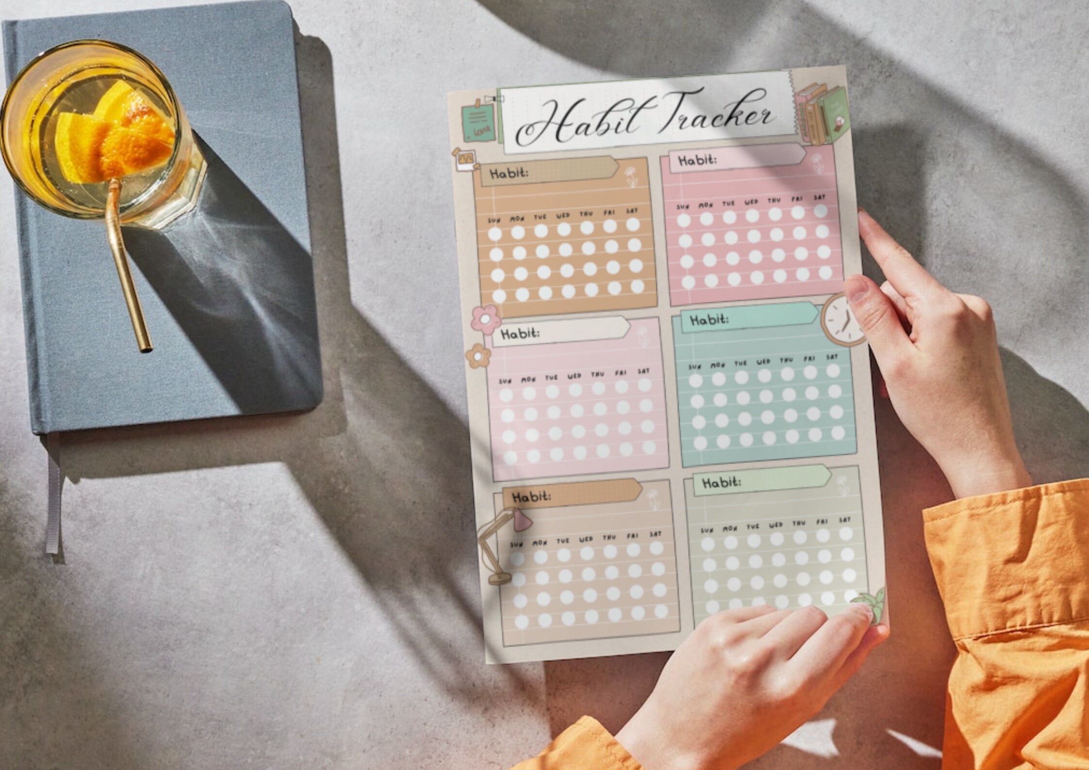 Printable Monthly Habit Tracker Cute Template Daily Habit - Etsy