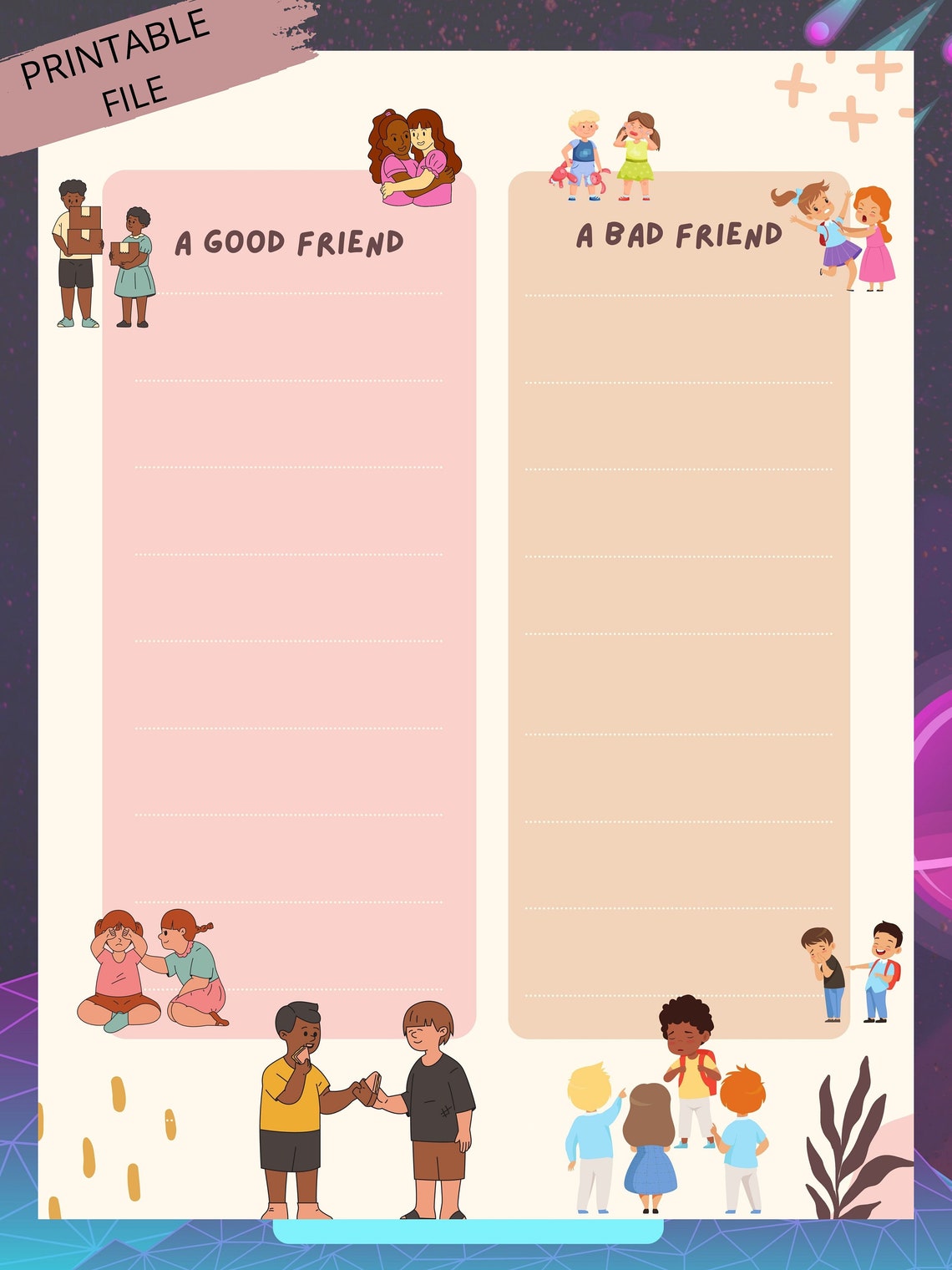 Good Vs Bad Friends Poster PRINTABLE Social Emotional Learning Skills ...