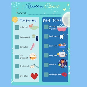 Kids Morning Routine and Evening Routine Chart for Kids Preschoolers ...