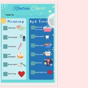 Kids Morning Routine and Evening Routine Chart for Kids Preschoolers ...