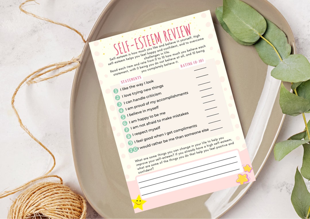 Daily Self-esteem Journal Printable Worksheet Child Therapy Counseling ...