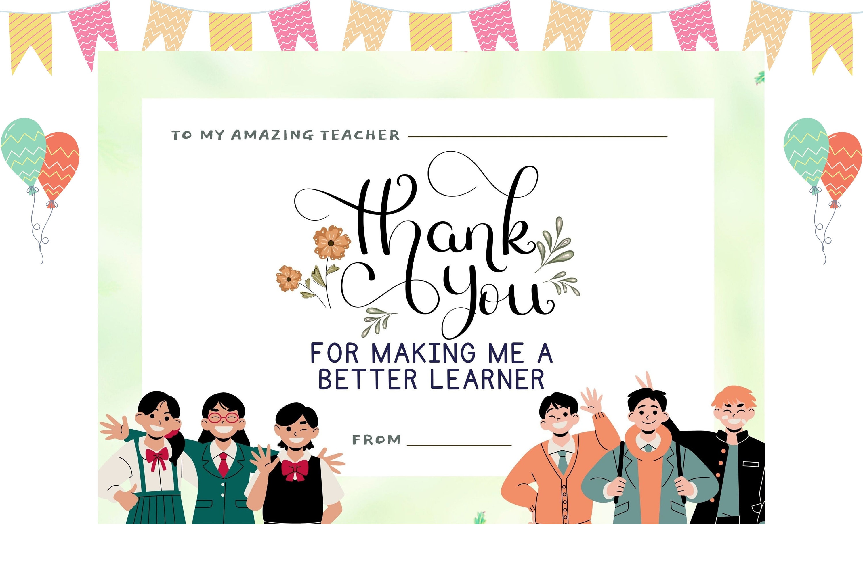 Digital Teacher Appreciation, Personalized Thank You Sign, Printable ...