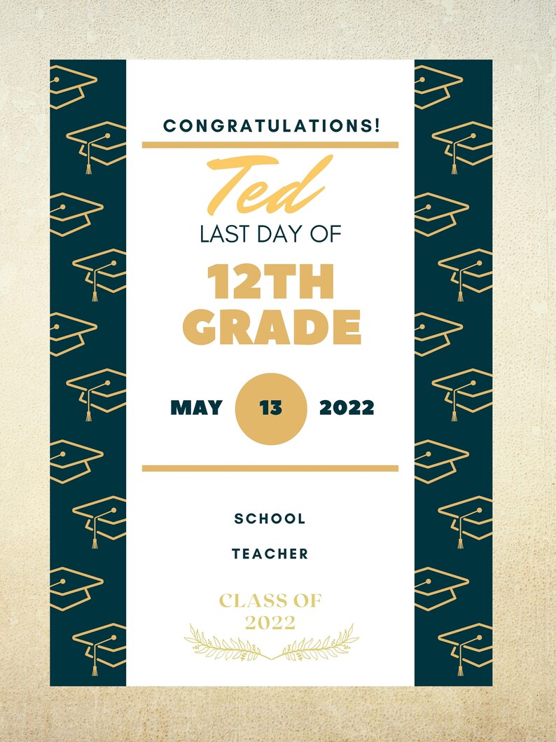 Editable First or Last Day of School Sign - Any Grade Sign for Boy or ...