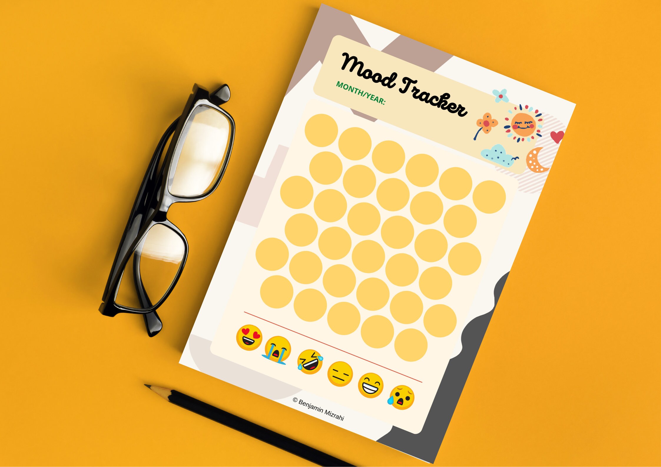 Mood Tracker Printable Kit, Monthly Mood Log, Circular Mood Chart, Mood ...