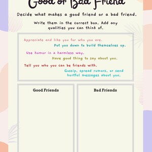 Good Vs Bad Friends Poster - PRINTABLE Emotional Learning Social Skills ...