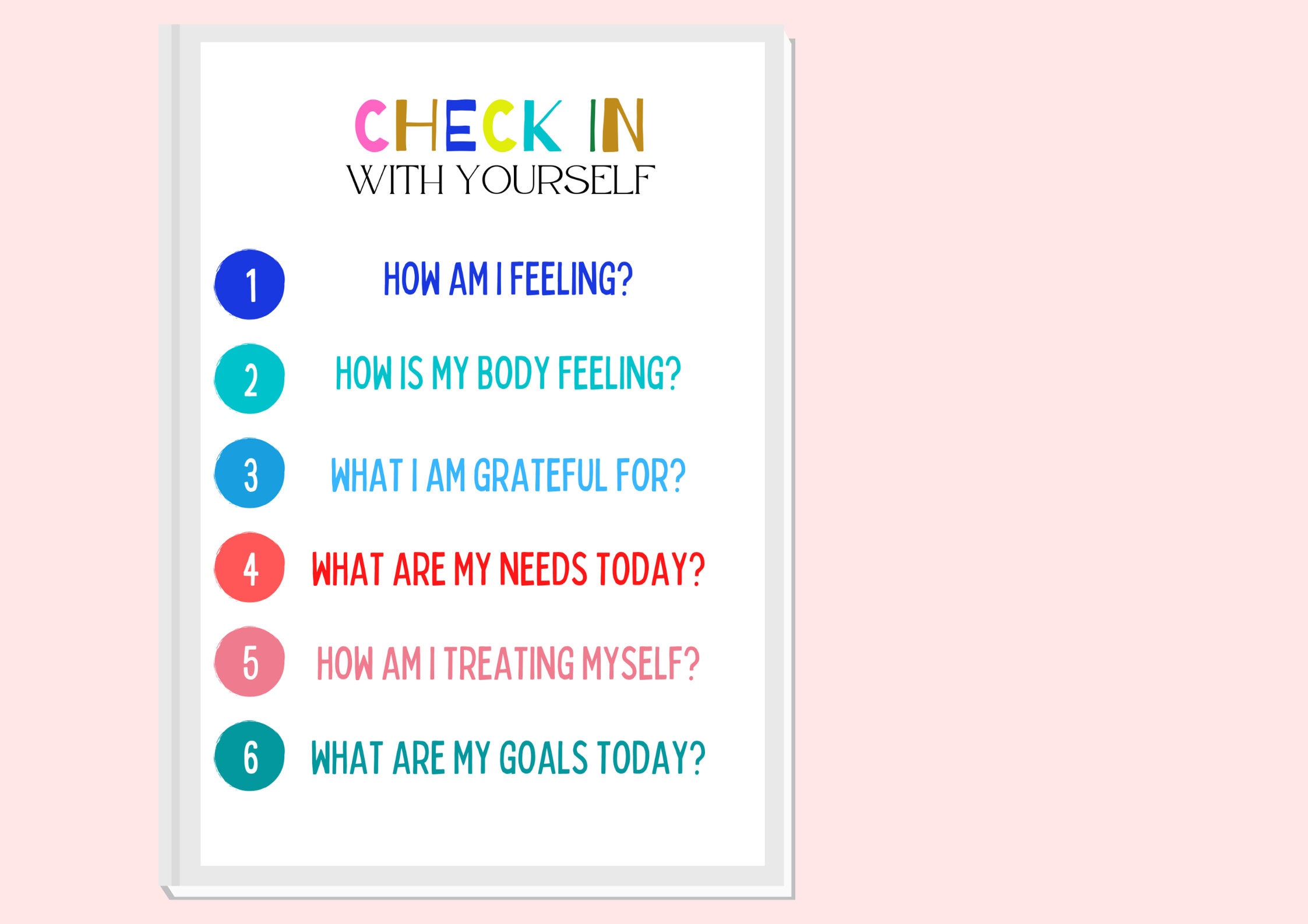 Daily Check-in Poster Check-in With Yourself Poster Self Care Daily ...