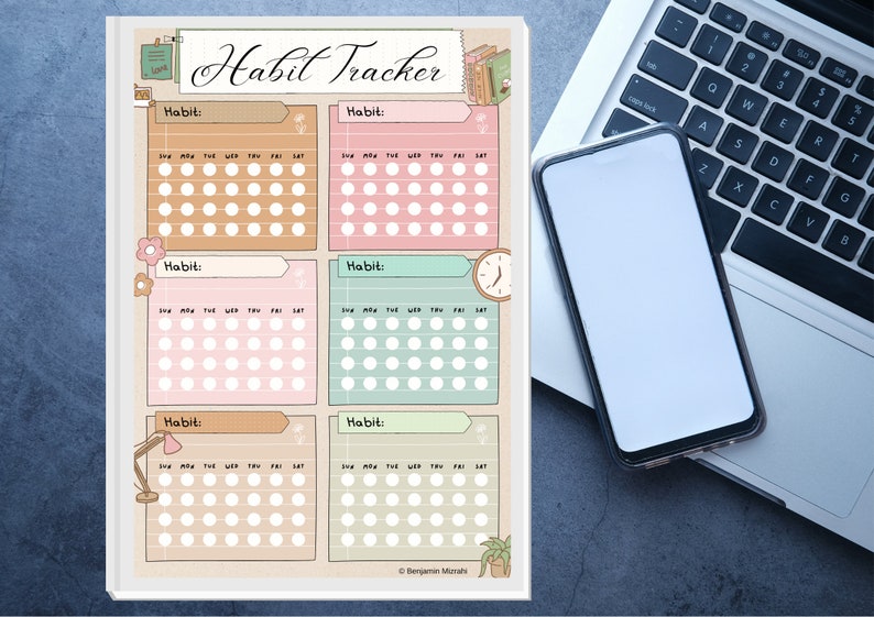Printable Monthly Habit Tracker | Cute Template Daily Habit Tracker ...