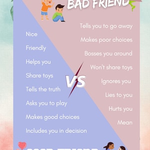 Good Vs Bad Friends Poster PRINTABLE Emotional Learning Social Skills ...
