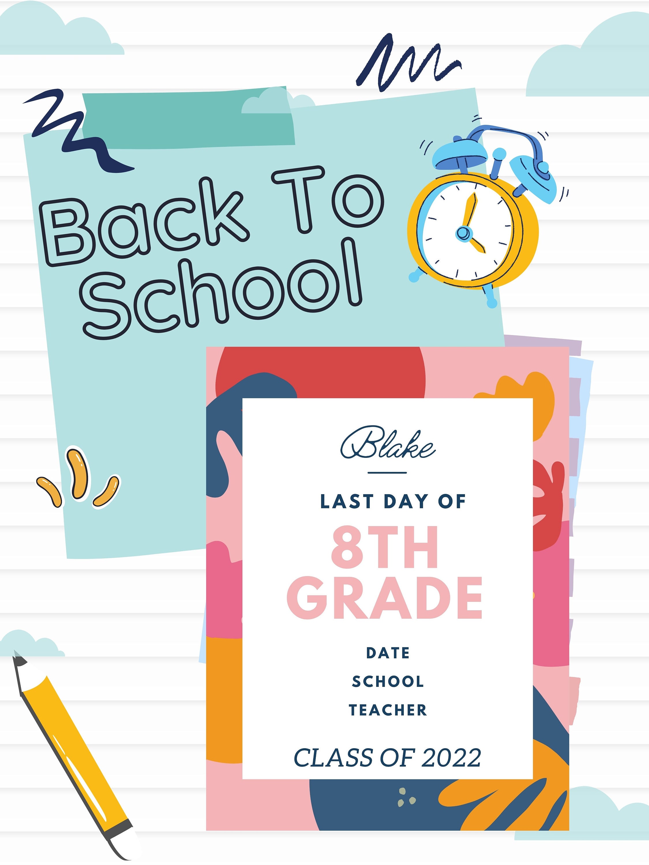 Editable First or Last Day of School Sign Any Grade Boy or Girl Cute ...