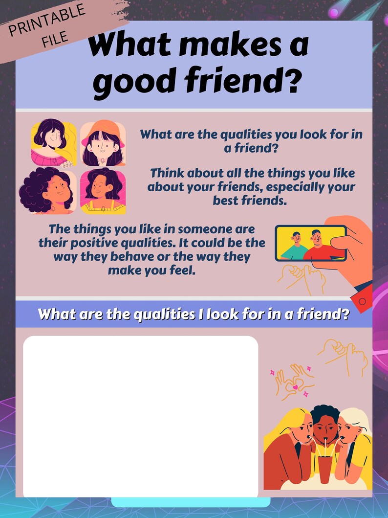Good Vs Bad Friends Poster - PRINTABLE Emotional Learning Social Skills ...