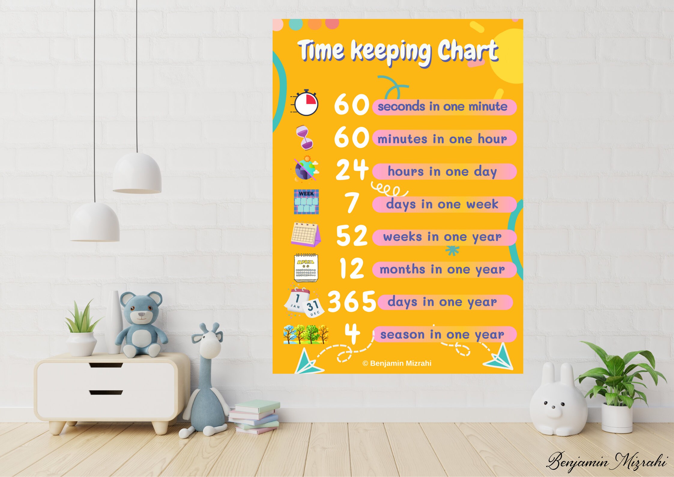 Time Keeping Chart Time Facts Printed Educational Wall Chart Poster All ...