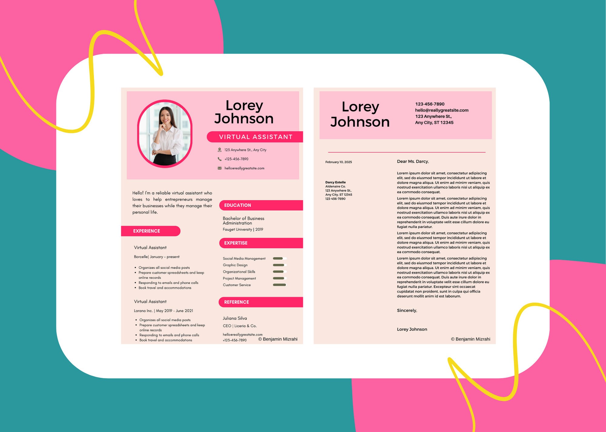 Virtual Assistant Resume Template Cover Letter Template Canva, Modern ...