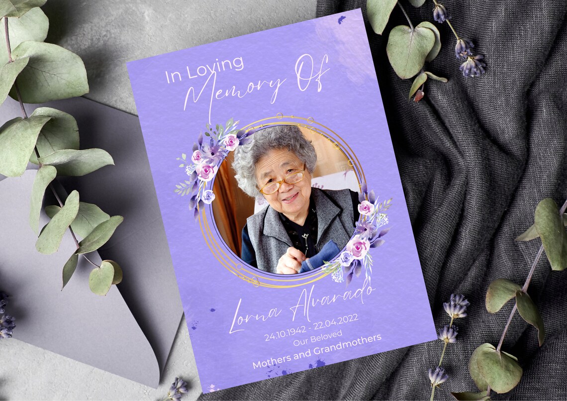 Purple Funeral Programs Template Obituary Template for Funeral - Etsy