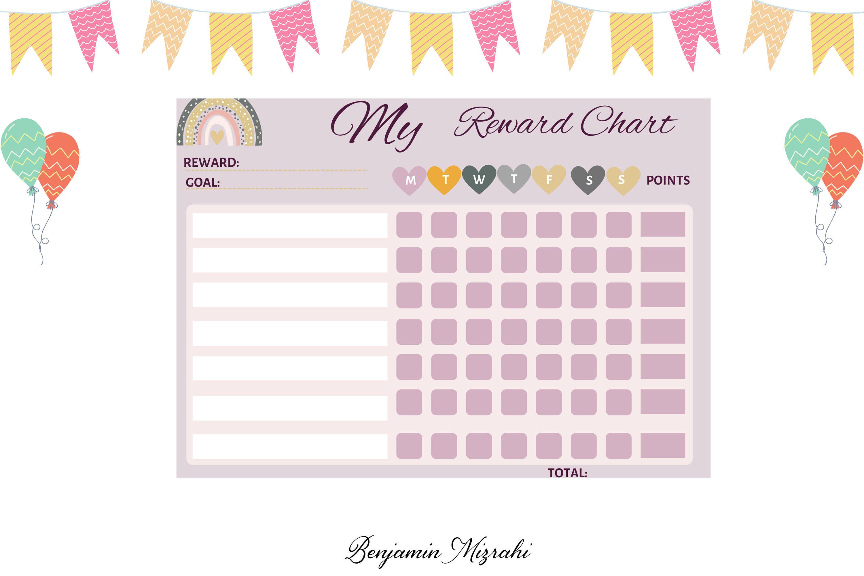 Kids My Reward Chart - Toddler Preschooler Kids Prize Chart - Editable ...