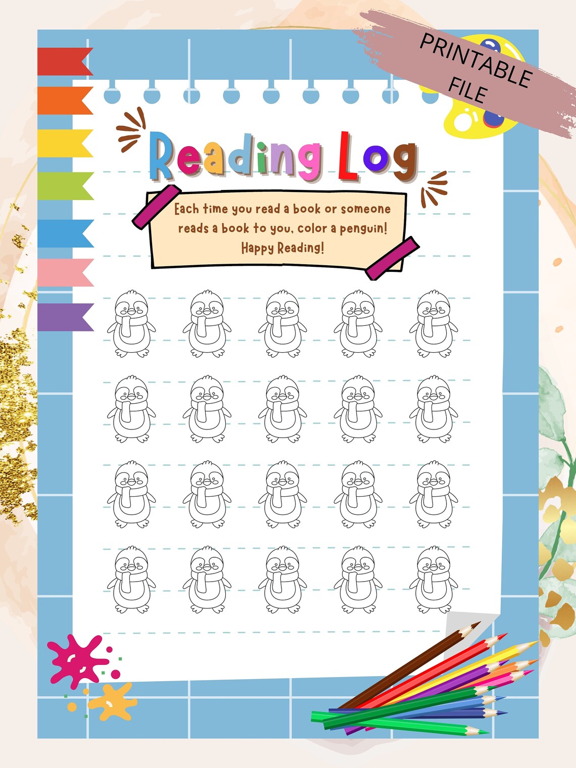 Kids Reading Log Printable Kid Journal Learning Incentive - Etsy