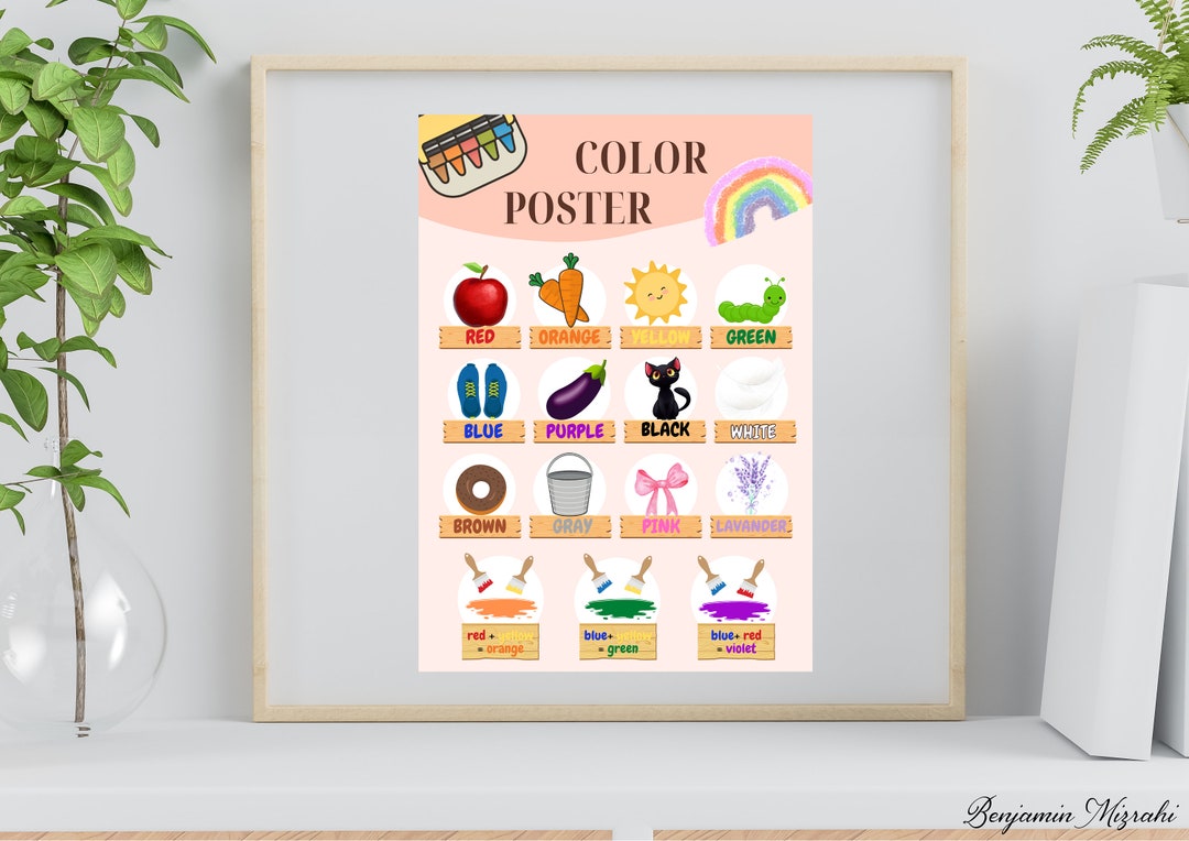 Colors Educational Print, Crayon Poster, Printable Wall Art, Rainbow ...