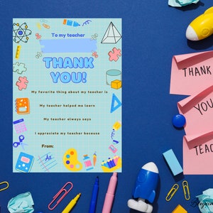 Printable Thank You Teacher Appreciation Card Student to - Etsy