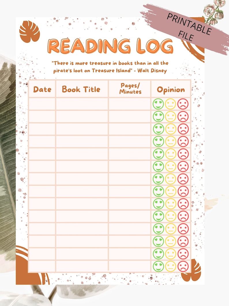 Kids Reading Log for Kids, Reading Log Journal Kids, Printable Journal ...