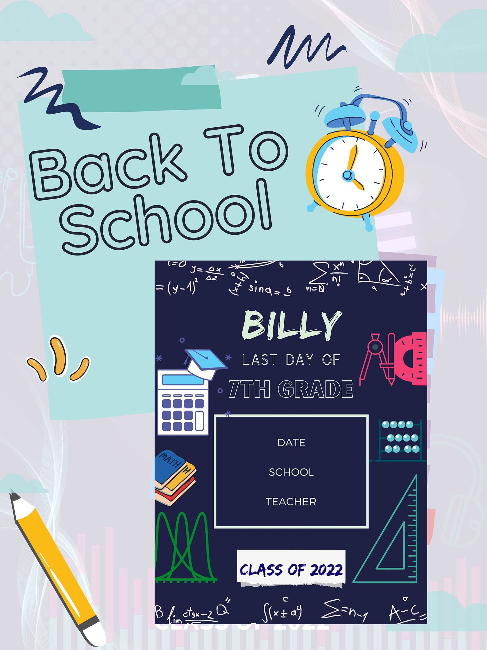 Editable First or Last Day of School Sign Any Grade Sign for Boy or ...