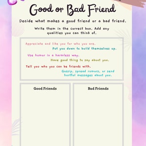 Good Vs Bad Friend Poster – Social Skills Worksheet (printable) - Etsy