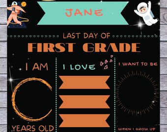 Editable First or Last Day of School Sign Any Grade Sign for Boy or ...