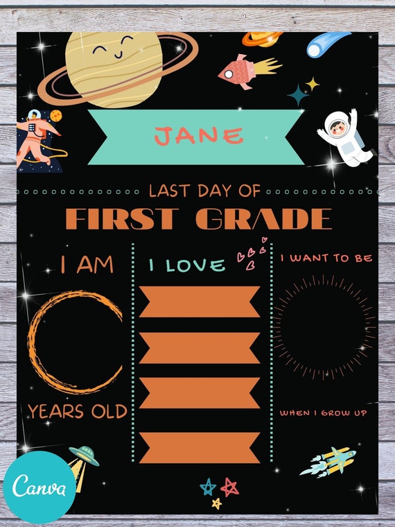 Editable First or Last Day of First Grade Sign 1st Grade - Etsy