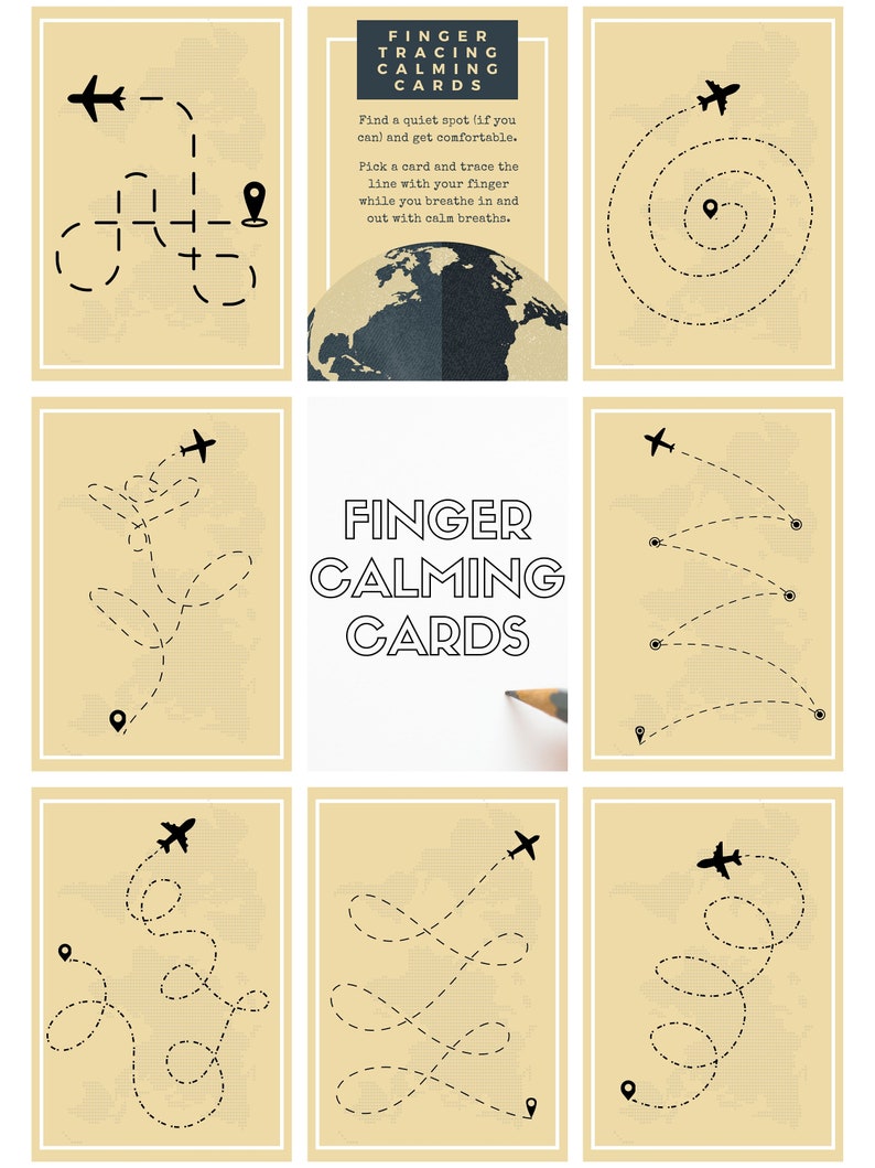 Finger Tracing Calming Cards Printable Mindfulness Card Calm - Etsy