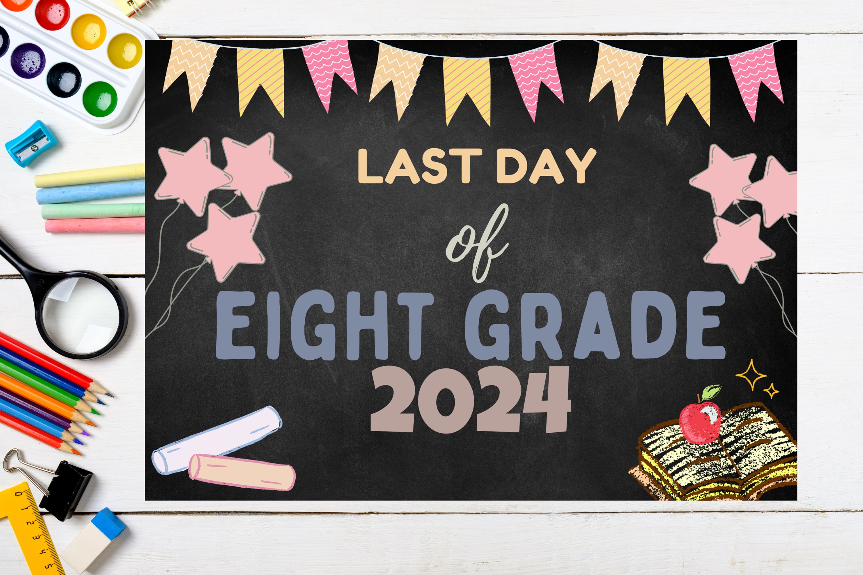 Last Day of School Printable Chalkboard Signs (instant Download) Last ...