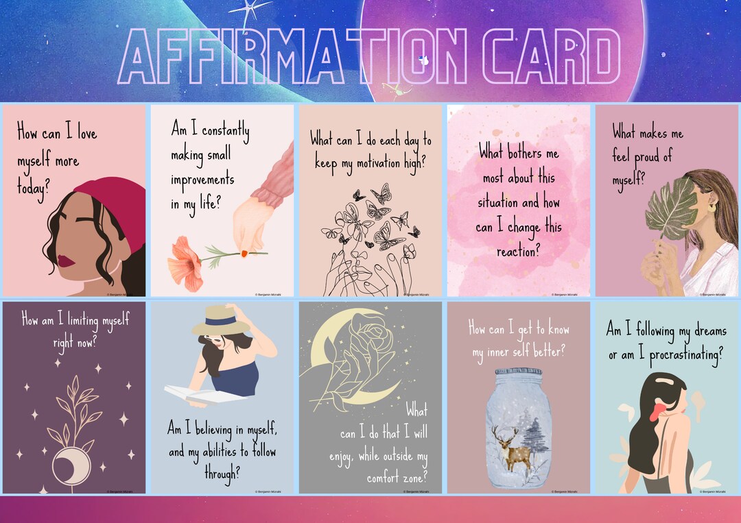 Positive Affirmation Cards, Printable Quotes, Editable Canva Template ...