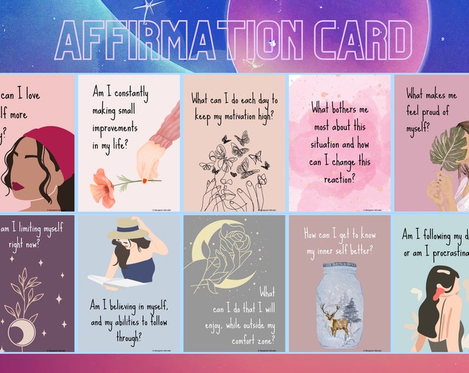 Positive Affirmation Cards, Printable Quotes, Editable Canva Template ...