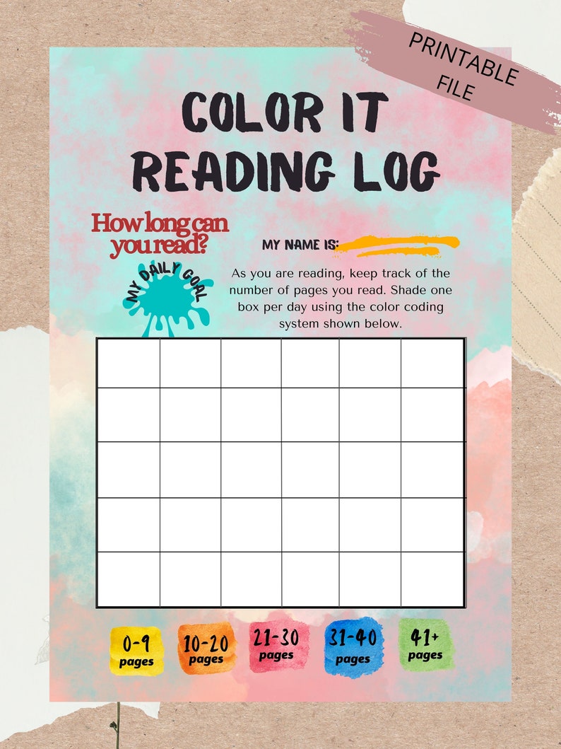 Kids Reading Log, Printable Kid Journal, Learning Incentive, Instant ...