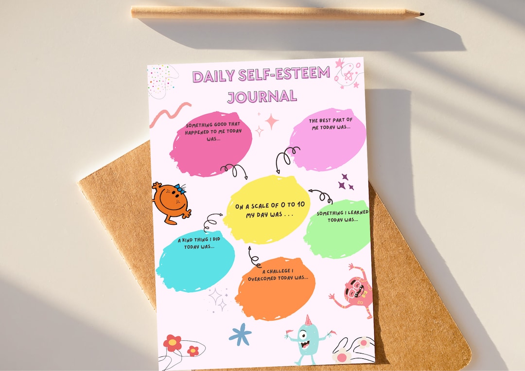 Daily Self-esteem Journal Printable Worksheet Child Therapy Counseling ...