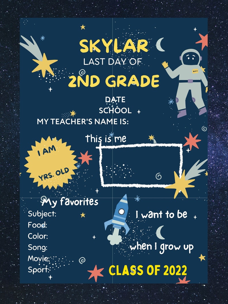 Editable First or Last Day of School Sign Any Grade Sign for Boy or ...