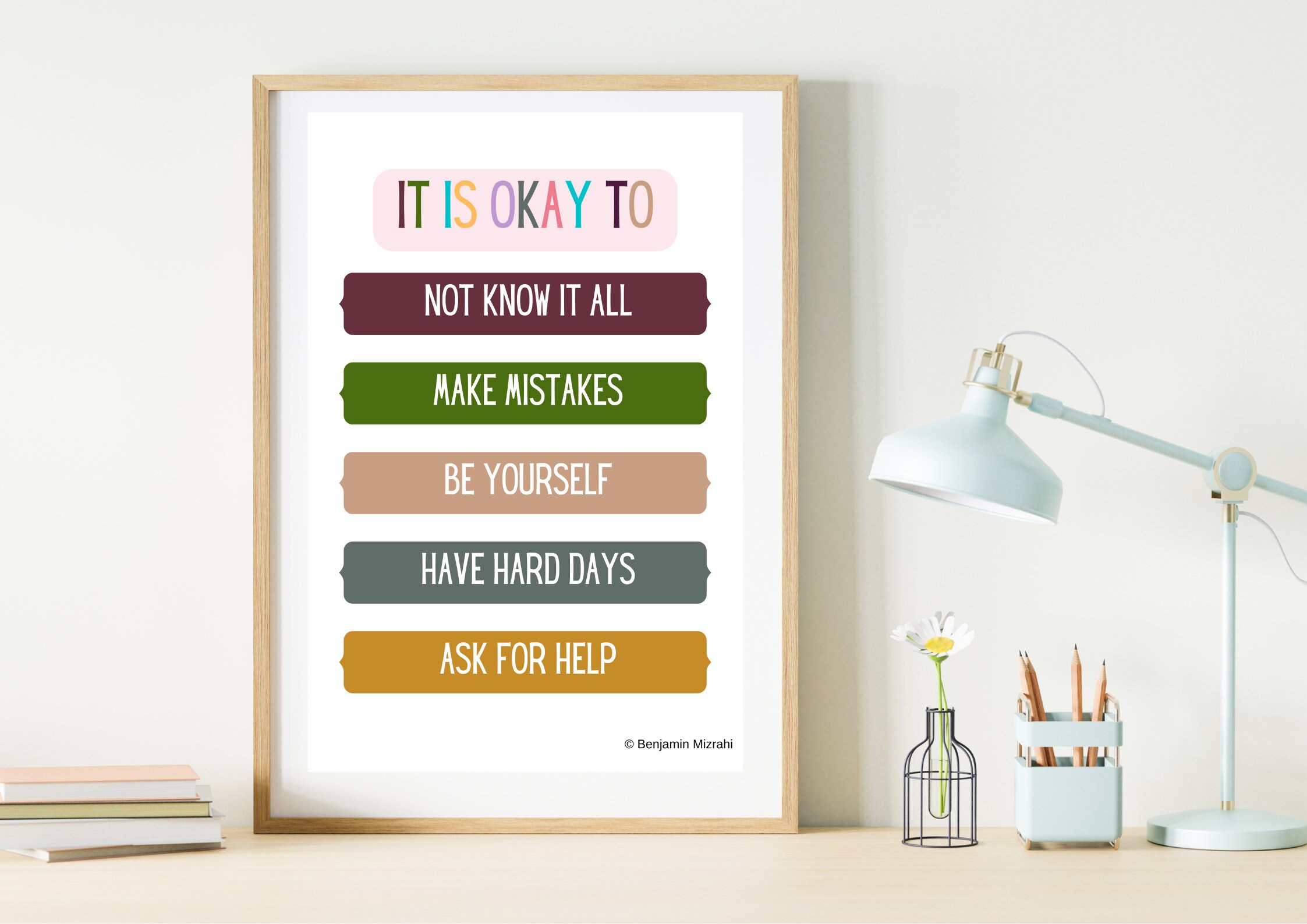 It's Okay to - Therapy Office Decor Mental Health Affirmations Poster ...