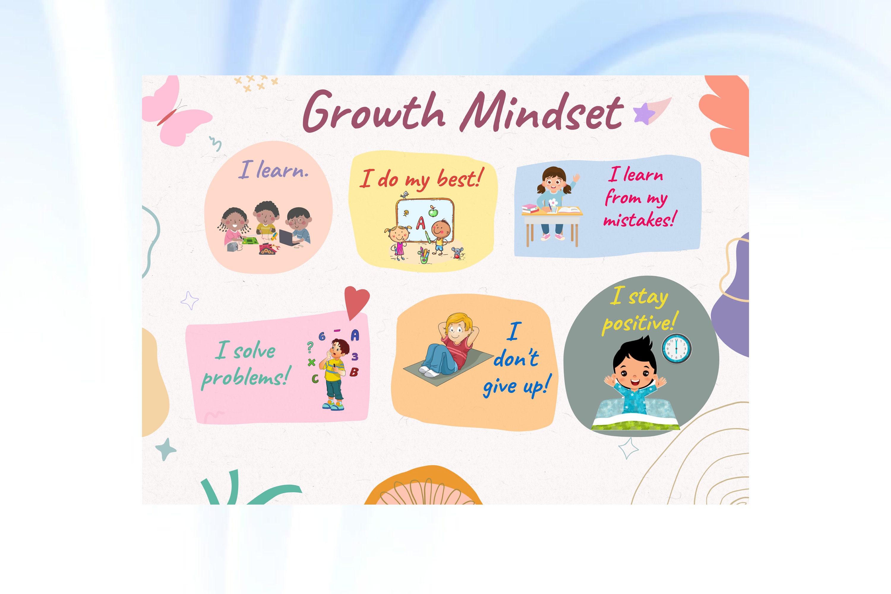 Growth Mindset Poster School Psychologist Office Decor Counselor ...