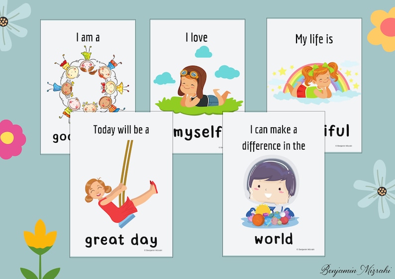 10 Affirmation Cards for Children Strengthen Beliefs, Self-confidence ...