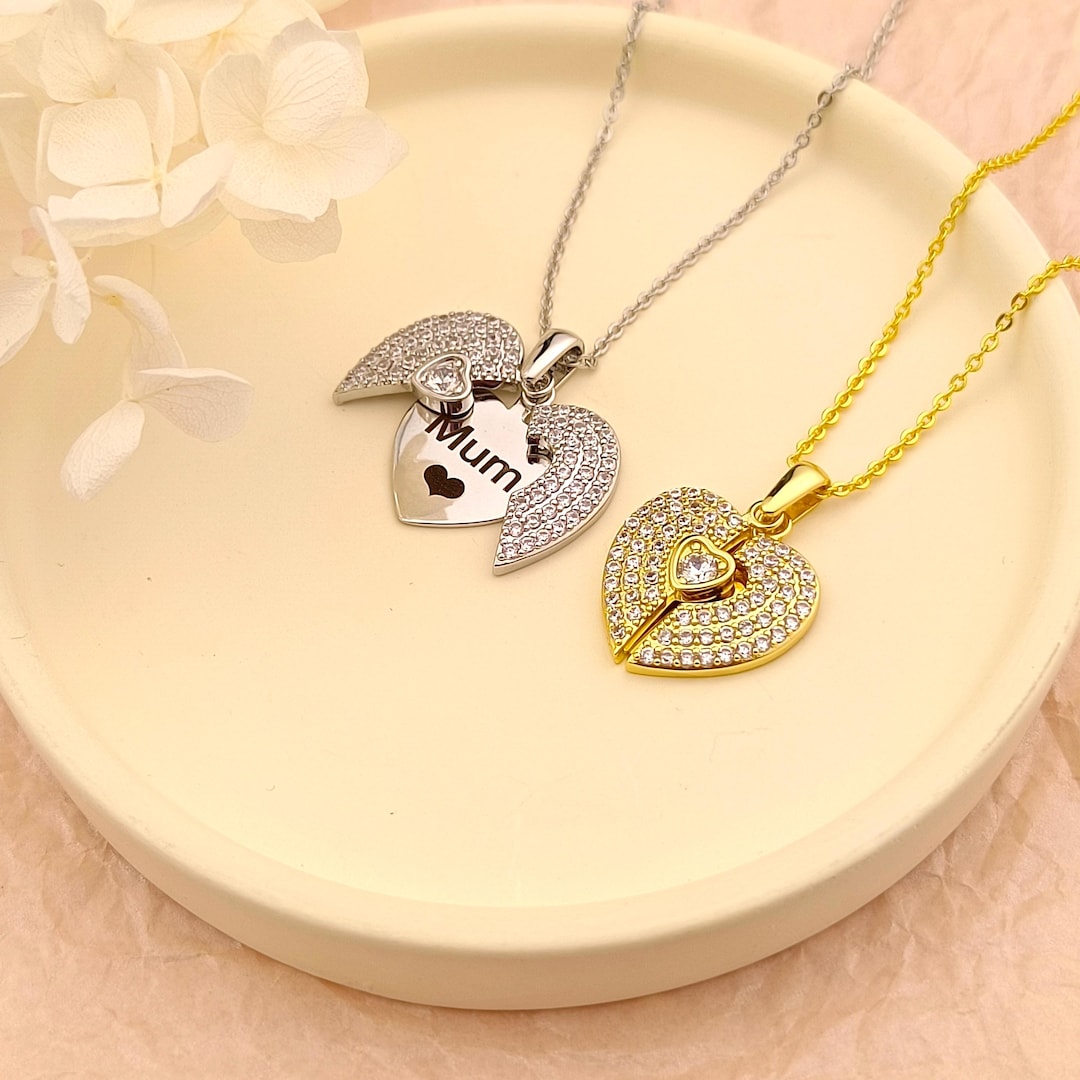 Custom Hidden Name Necklace • Guardian Angel Wings Necklace • Heart ...