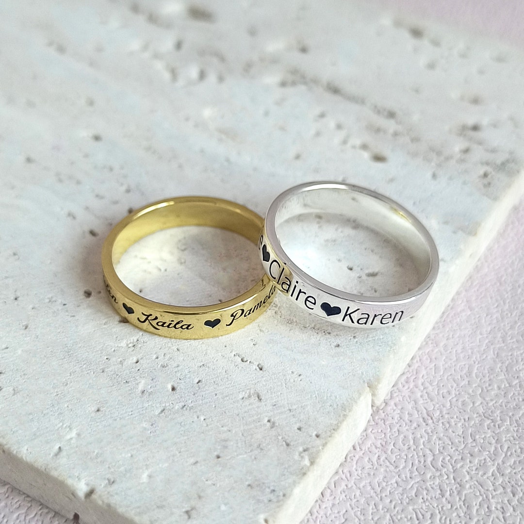 Customized Name Ring • Kids Name Ring for Mom • Engraved Ring • Family ...