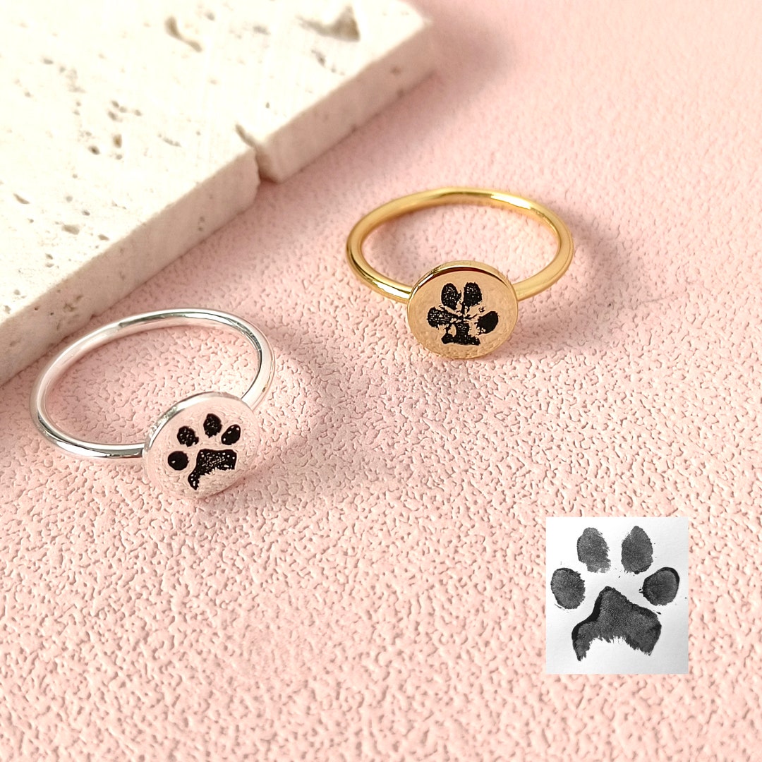 Custom Pet Paw Print Rings • Actual Paw Rings • Pet Memorial Gifts ...