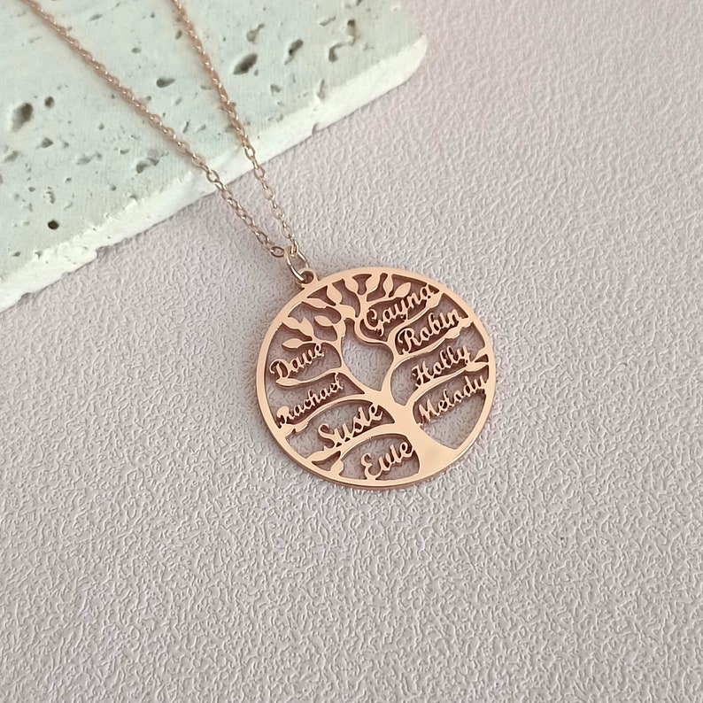 Custom Family Tree Necklace • Name Necklace • Child Name Engraved ...